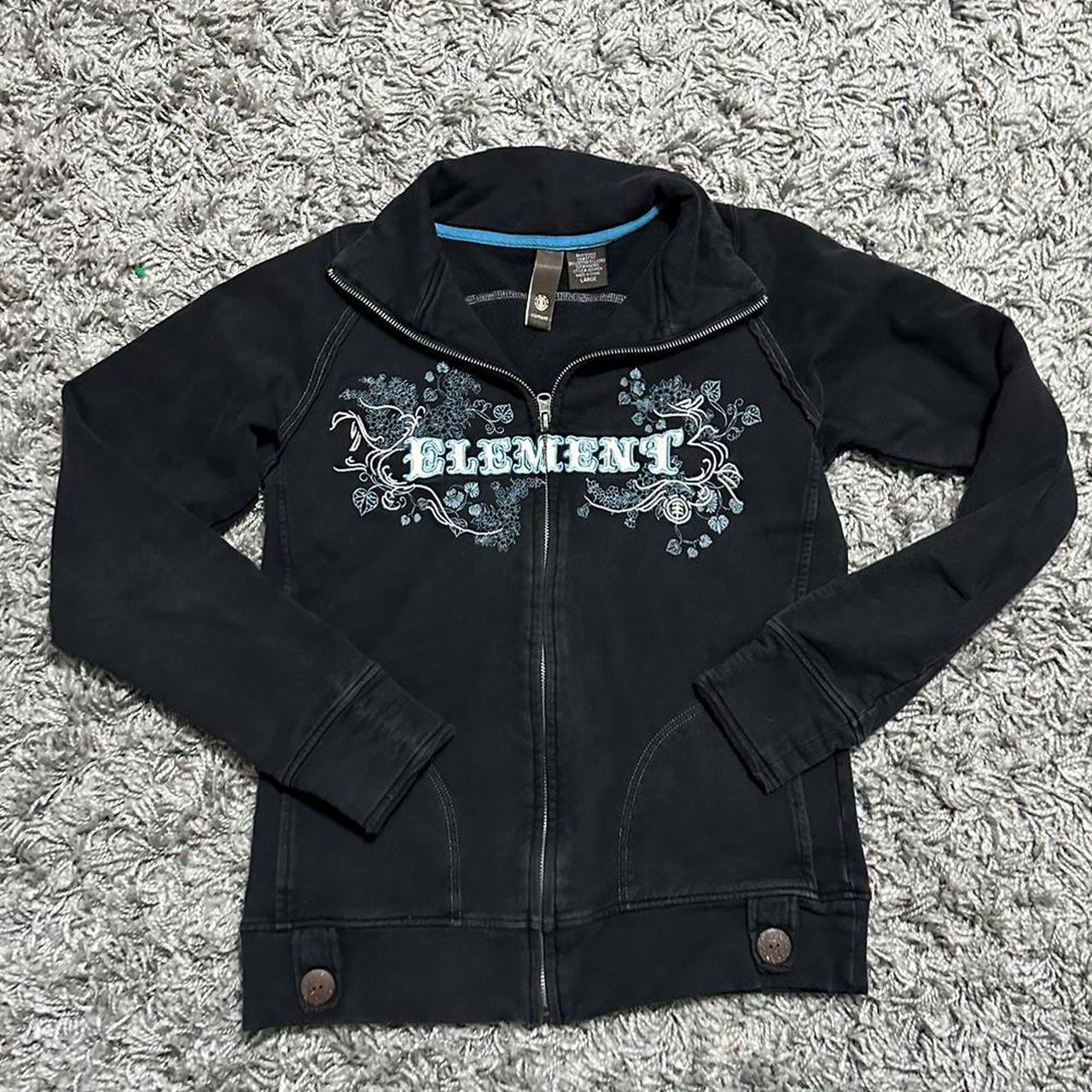 Women’s 2000s Element Black Zip Up Embroidered... - Depop