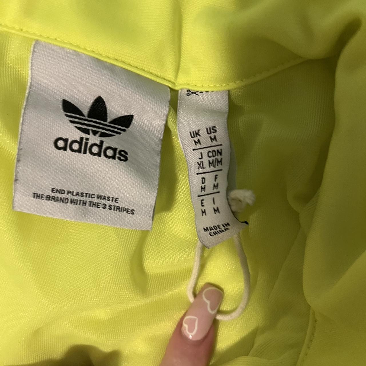 Men’s medium neon yellow Adidas tracksuit. - Depop