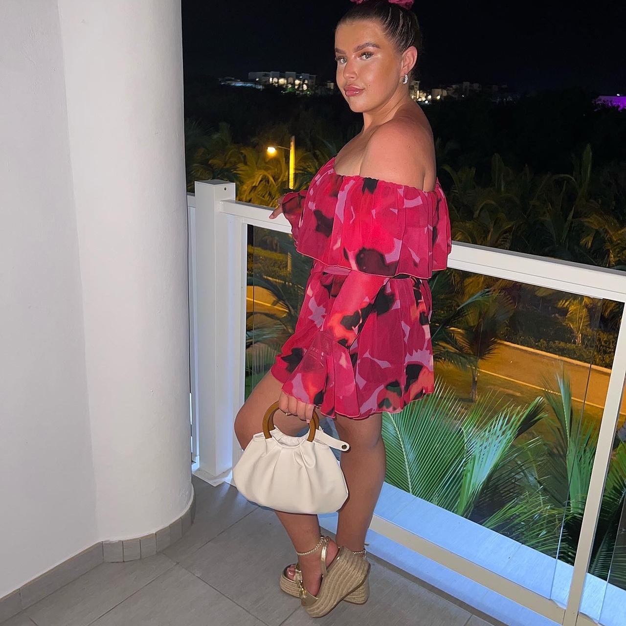 ASOS Pink Floral Playsuit Size 14- Immaculate... - Depop