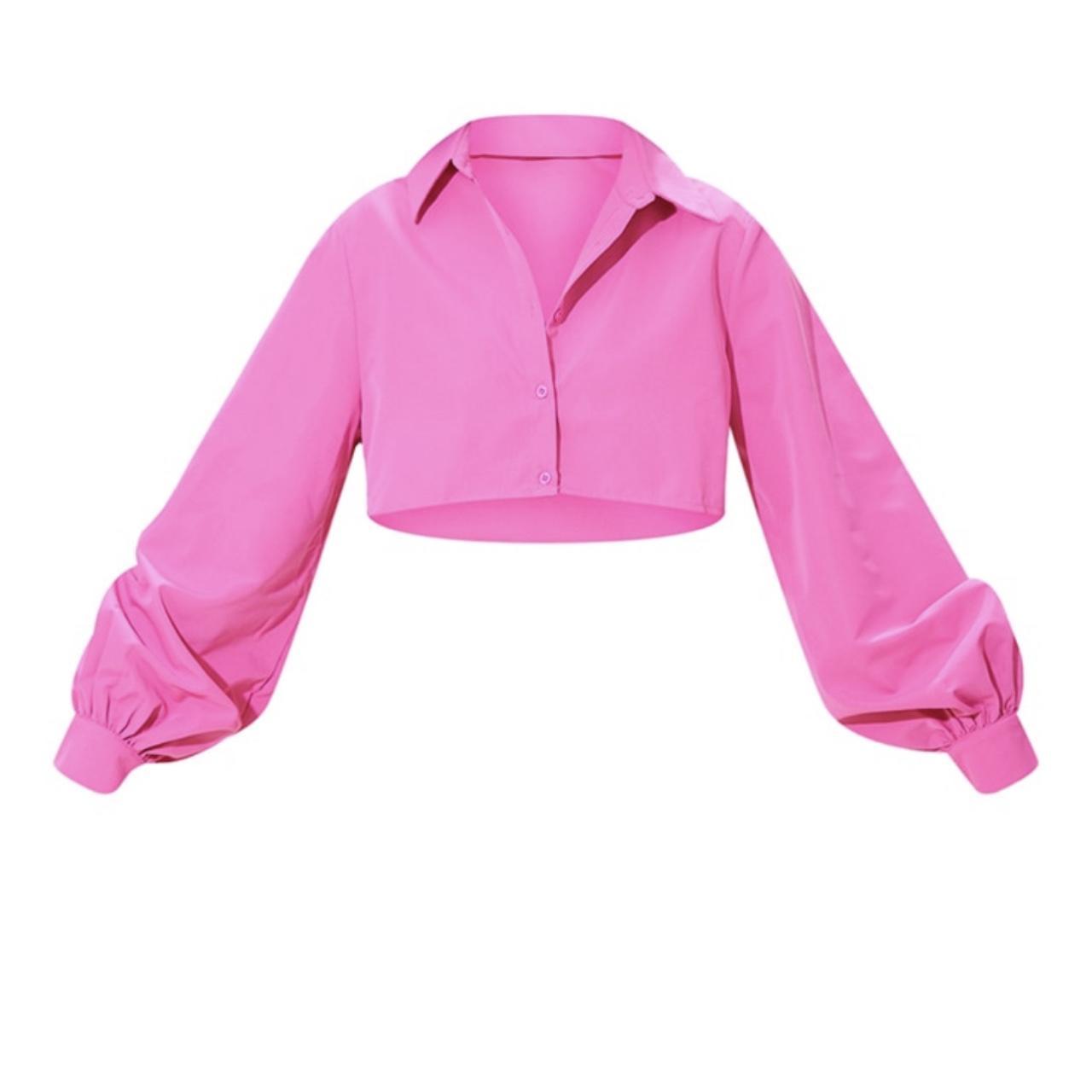 Cropped Pink Shirt- PLT Size 12 Only Ever Tried... - Depop