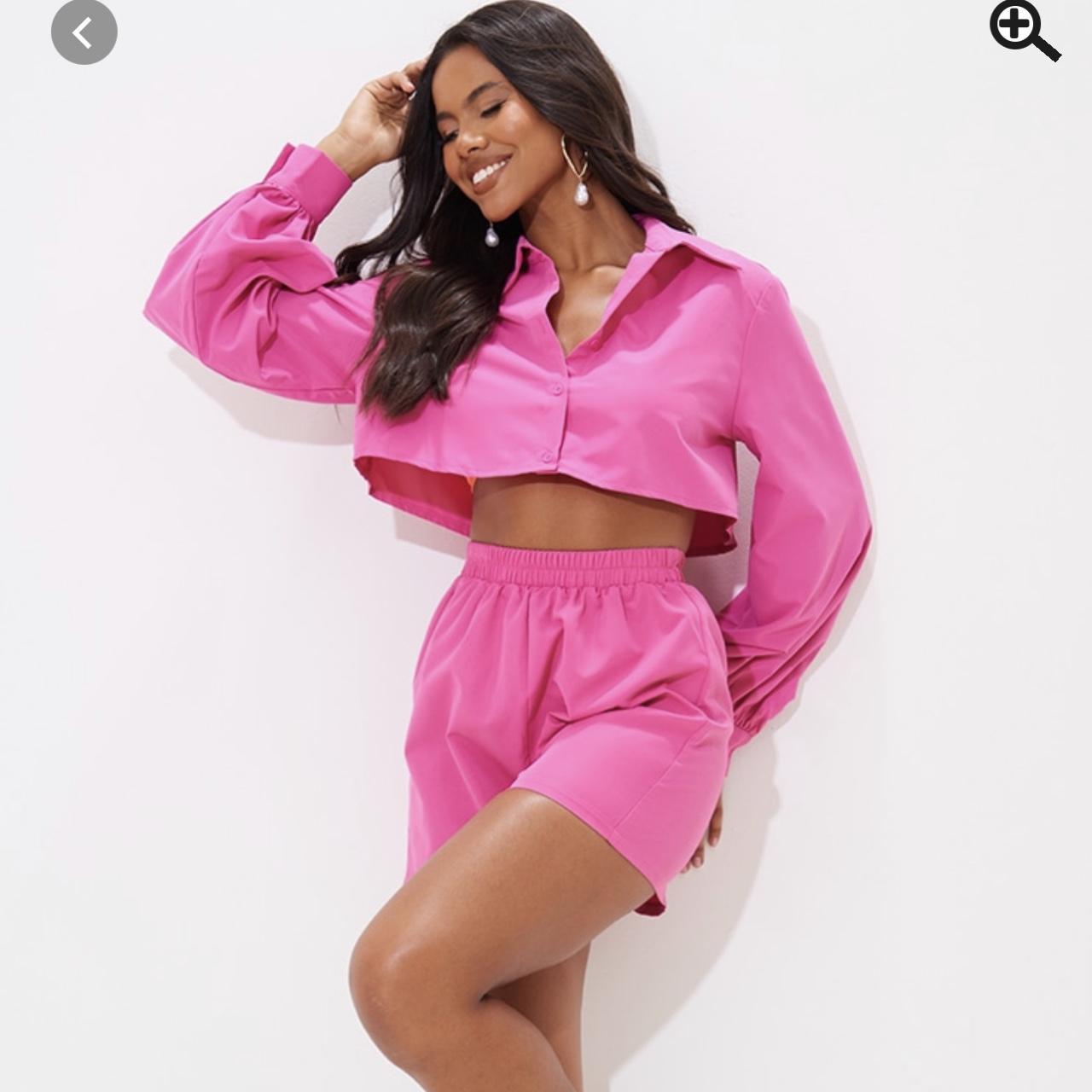 Cropped Pink Shirt- PLT Size 12 Only Ever Tried... - Depop