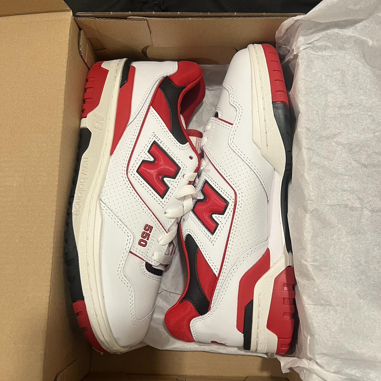 New Balance 550 Red/ Black/ White Purchased in... - Depop