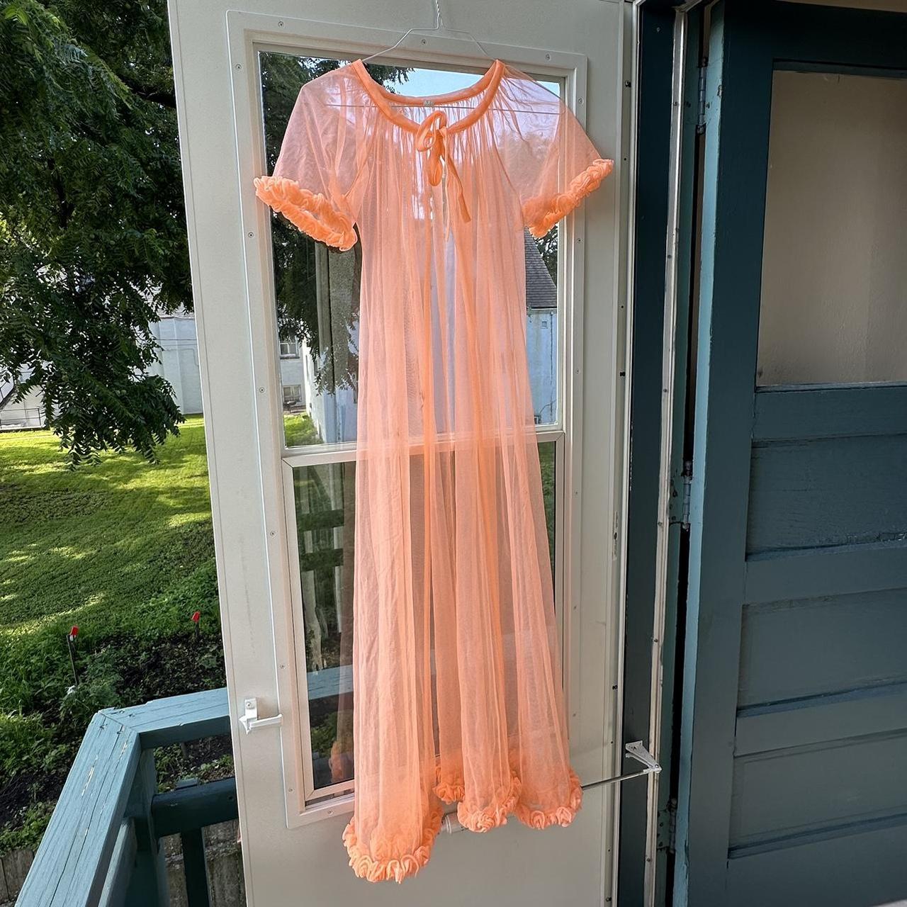 Beautiful vintage pinky orange sheer nightgown robe... - Depop