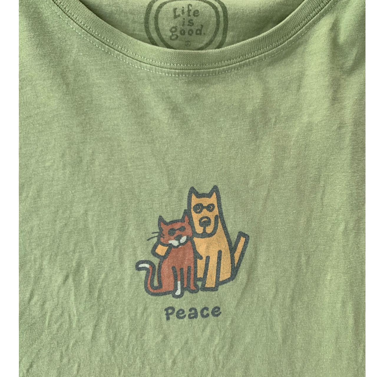 Vintage Life Is Good Tee | Peace T-Shirt | Dog & Cat... - Depop