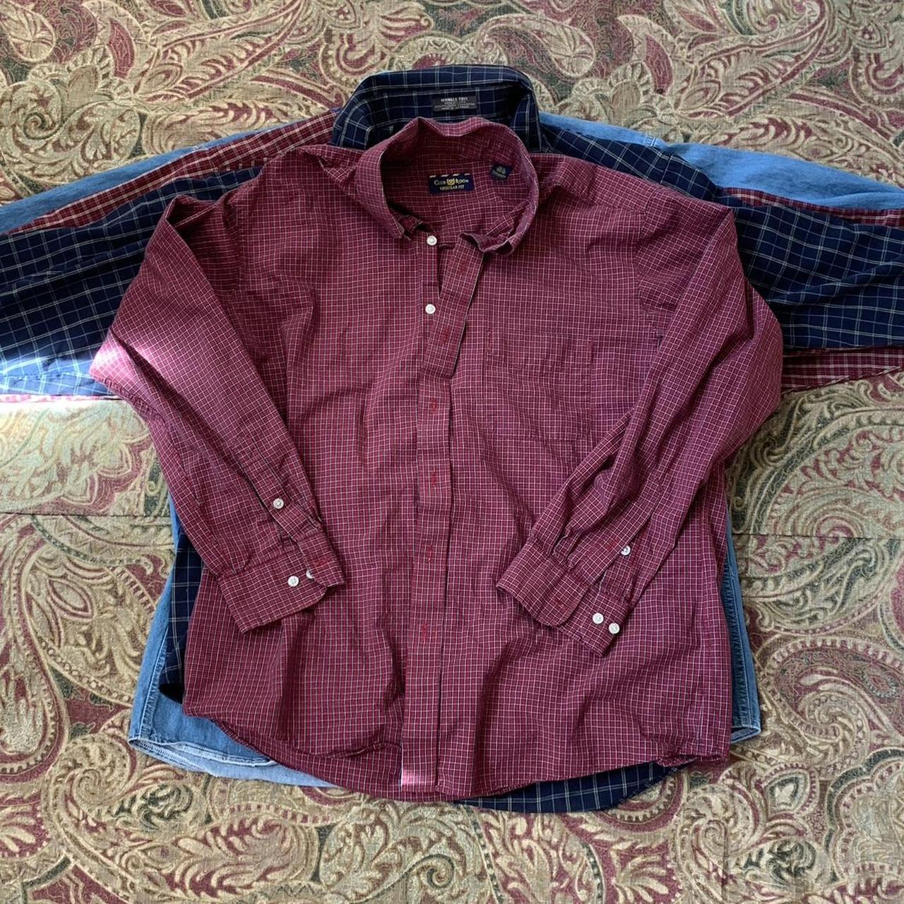 red striped button up shirt size L - model 6’1... - Depop
