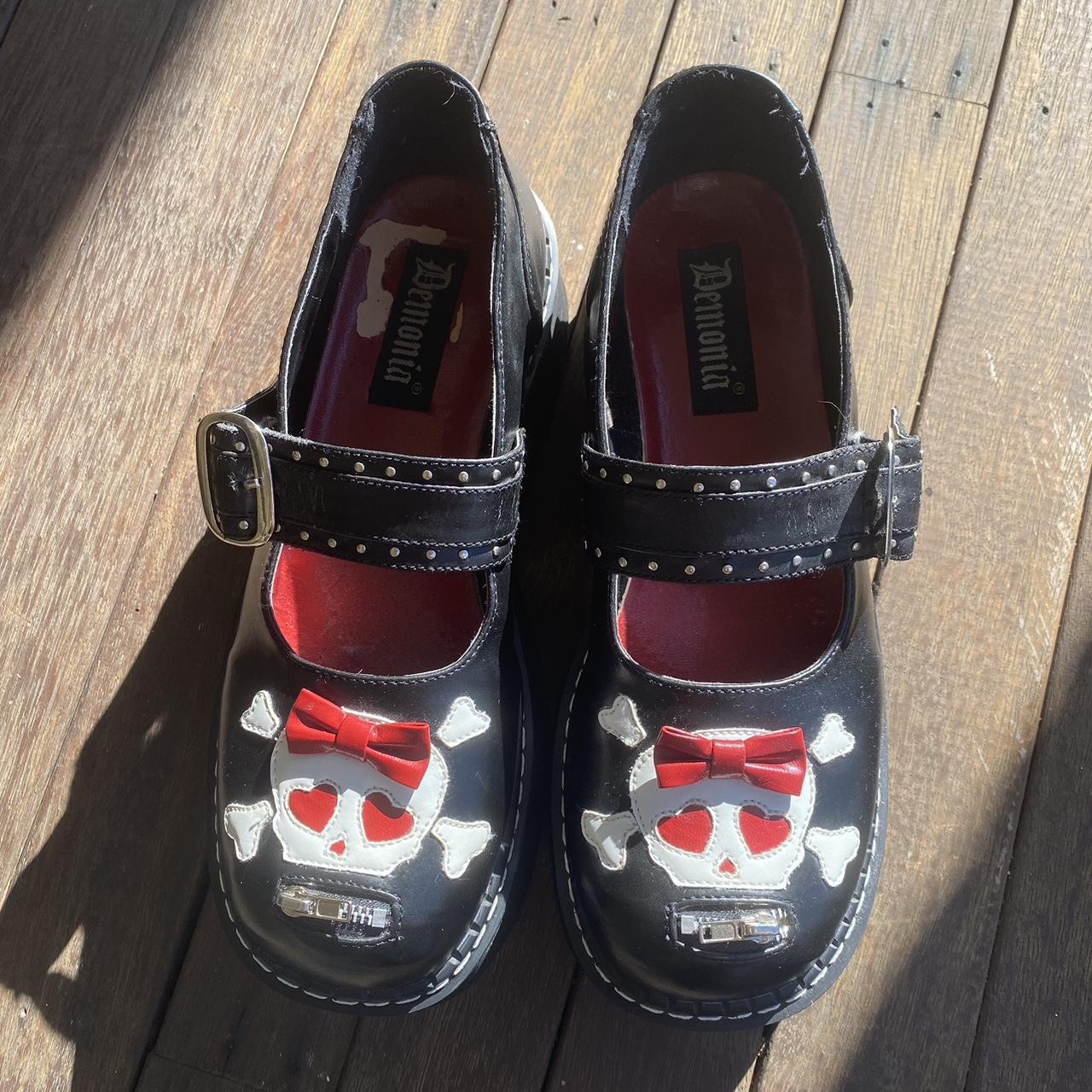 Emily 221 Skull demonias - size 12 Slight wear to... | Depop