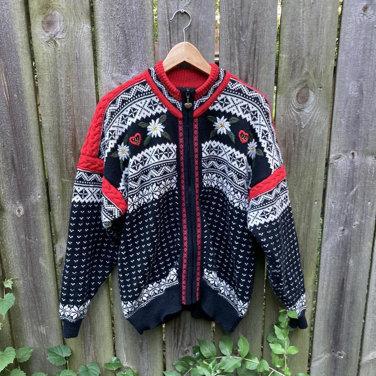 Vintage Obermeyer 100% wool zip up sweater jacket.... | Depop