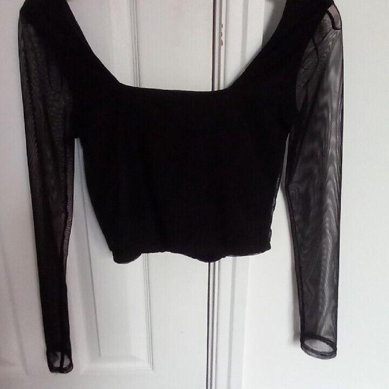 Black Net Cropped Top Longsleeves Corset Style Size... - Depop