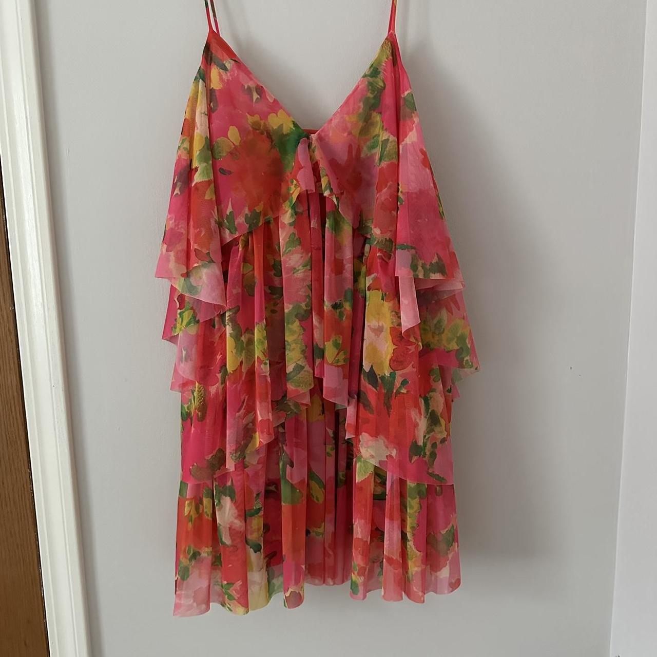 NEW WITH TAGS Zara Pink Ruffle Mini Dress. Size... - Depop