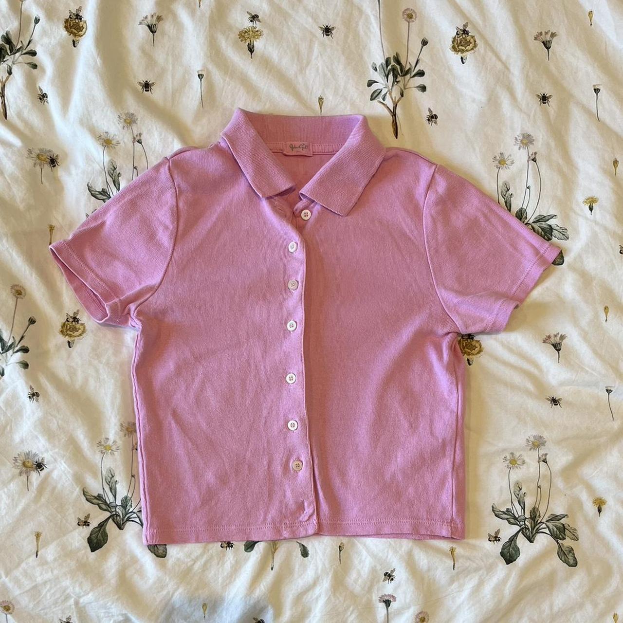 brandy melville pink button up top perfect... - Depop