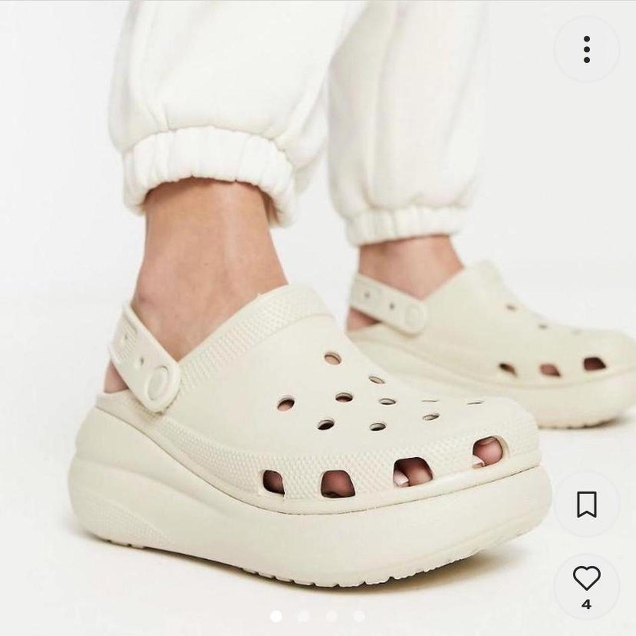 off white platform clog crocs womens size 6 perfect... - Depop