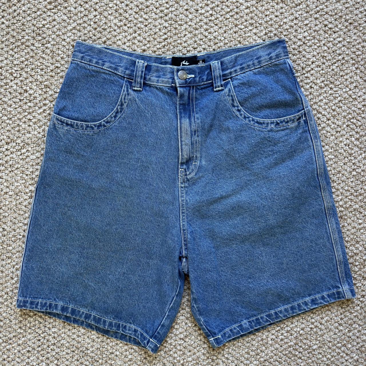 blue Rusty Flip daddy denim baggy jorts men’s knee... - Depop