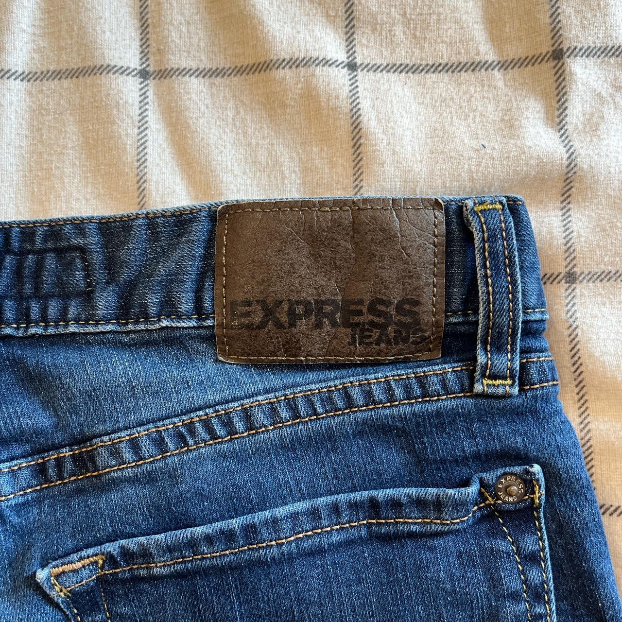 Dark blue denim Express jeans. Tagged 30x32 slim... - Depop