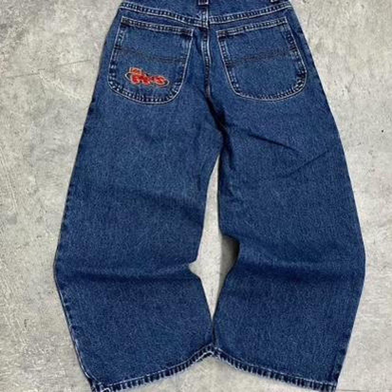Vintage 90s Lee pipes baggy jeans - embroidered logo... - Depop