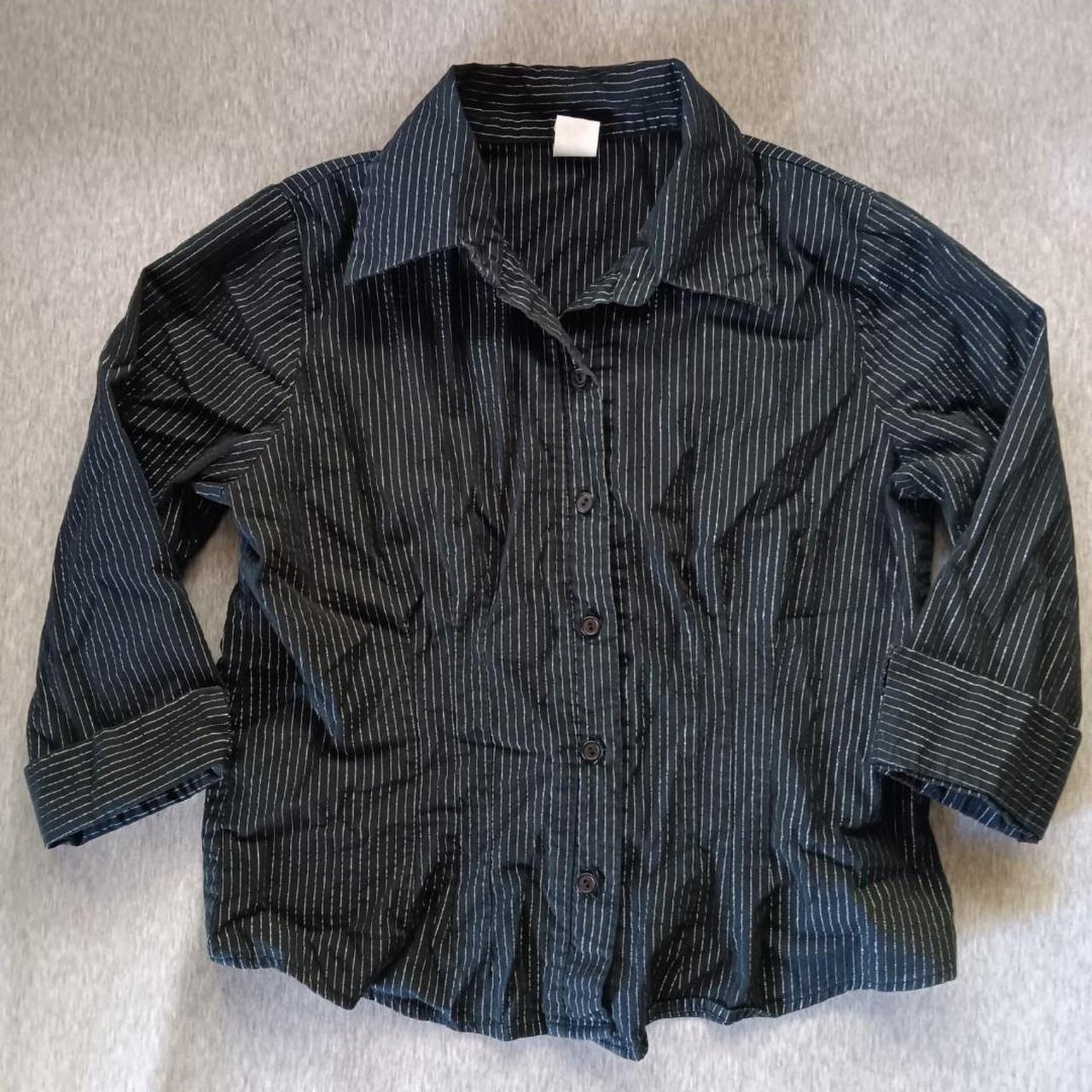 Cropped office siren pinstripe button up. The... - Depop