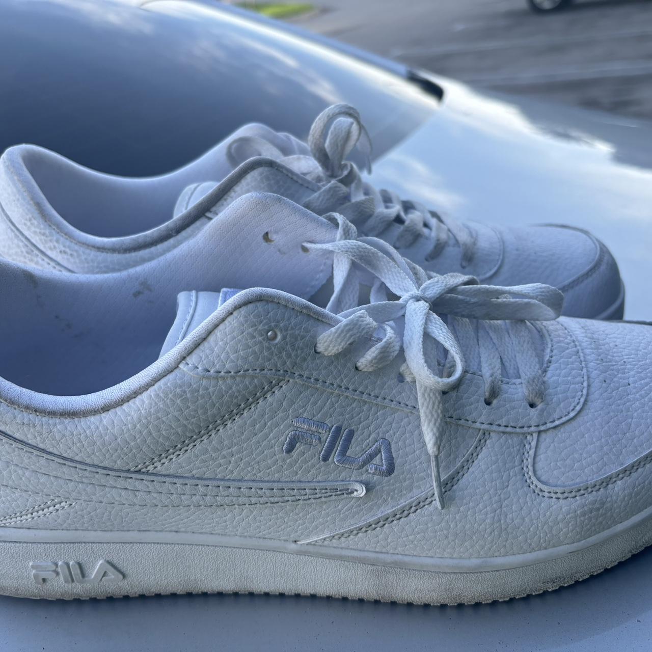 White Filas - Depop