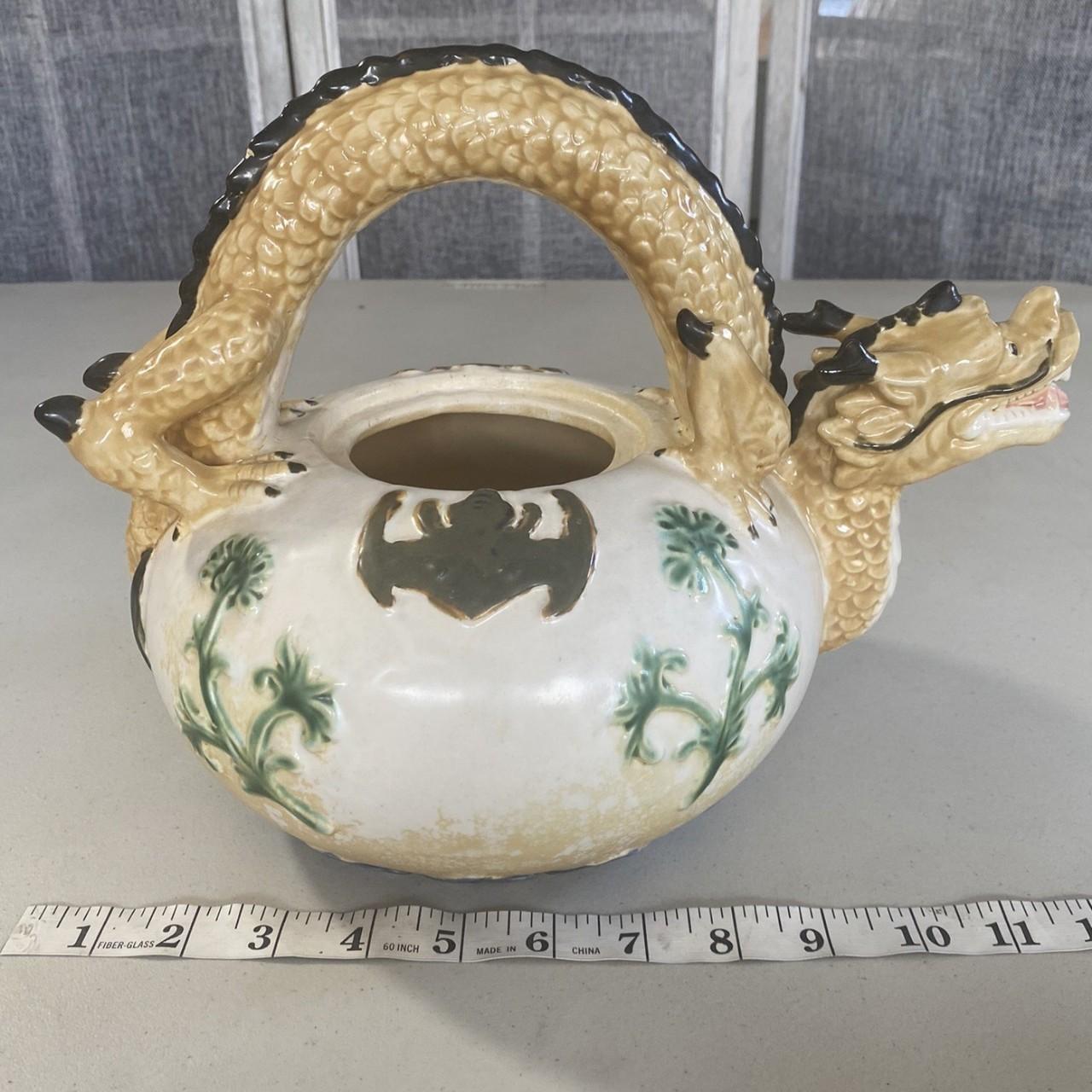 Dragon Planter Teapot Asian Accents Pottery with... - Depop