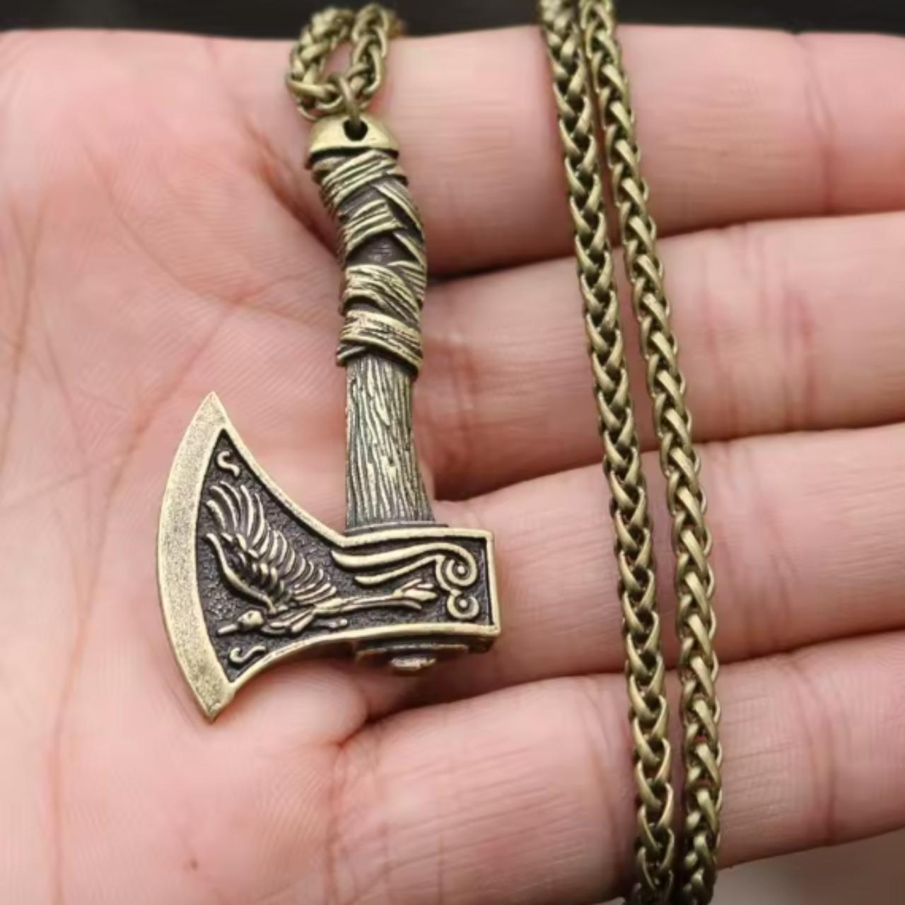 Gold Viking Axe Chain Necklace Stand out with this... | Depop