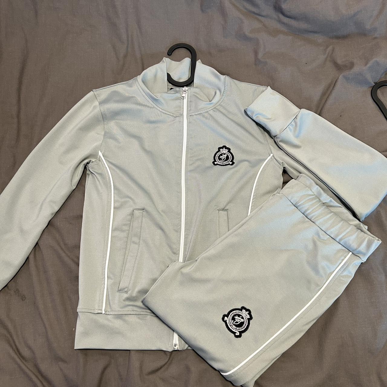 Grey and white benjart tracksuit #tracksuit worn a... - Depop