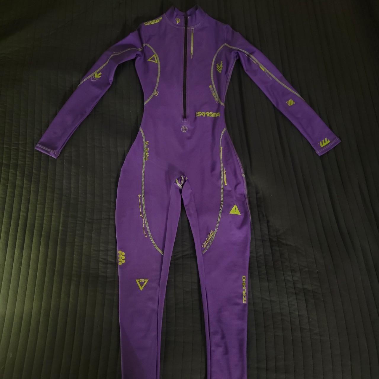 purple and green body suit. super stretchy and hugs... | Depop