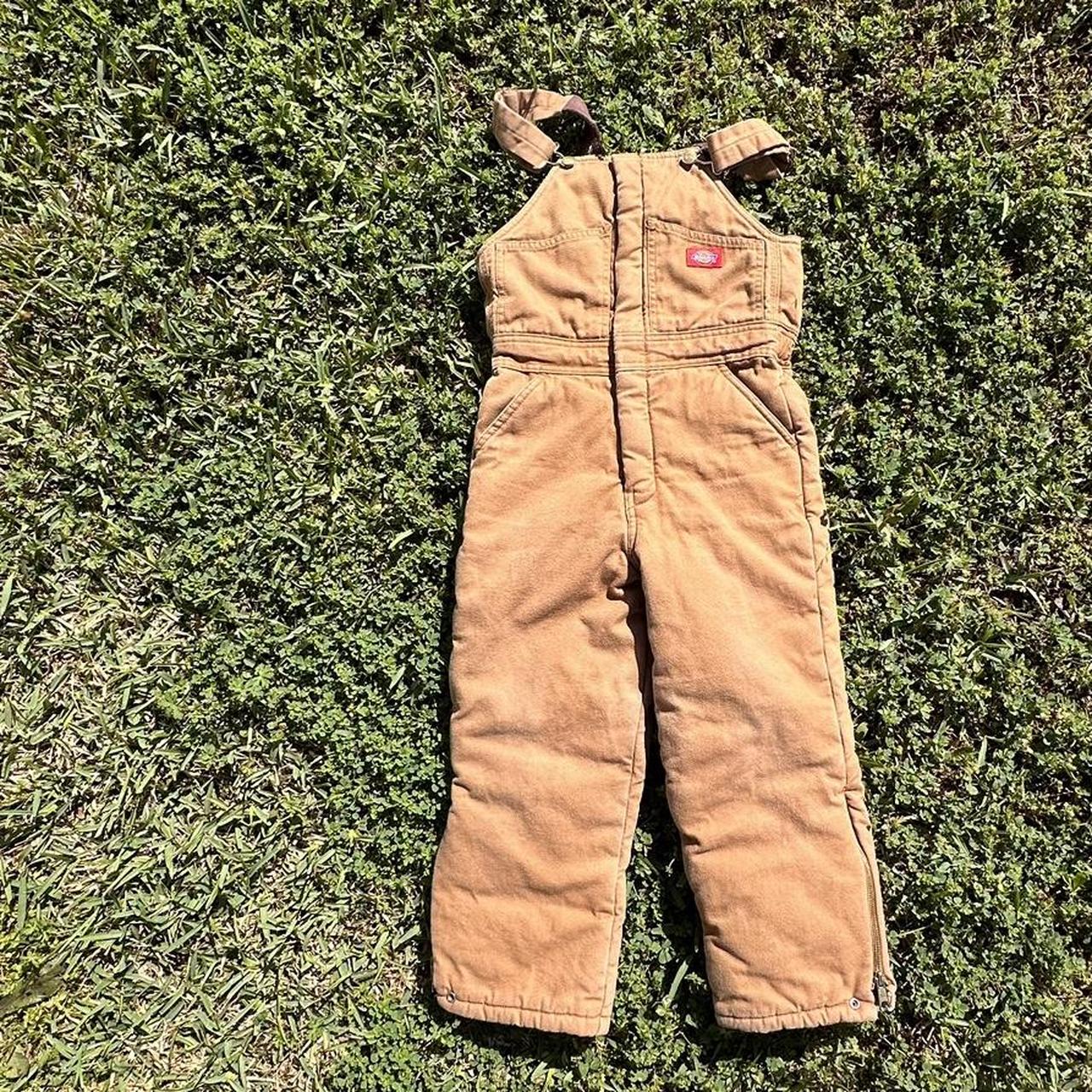Dickies Full Body Overalls Size Small 6 8 Brown Depop
