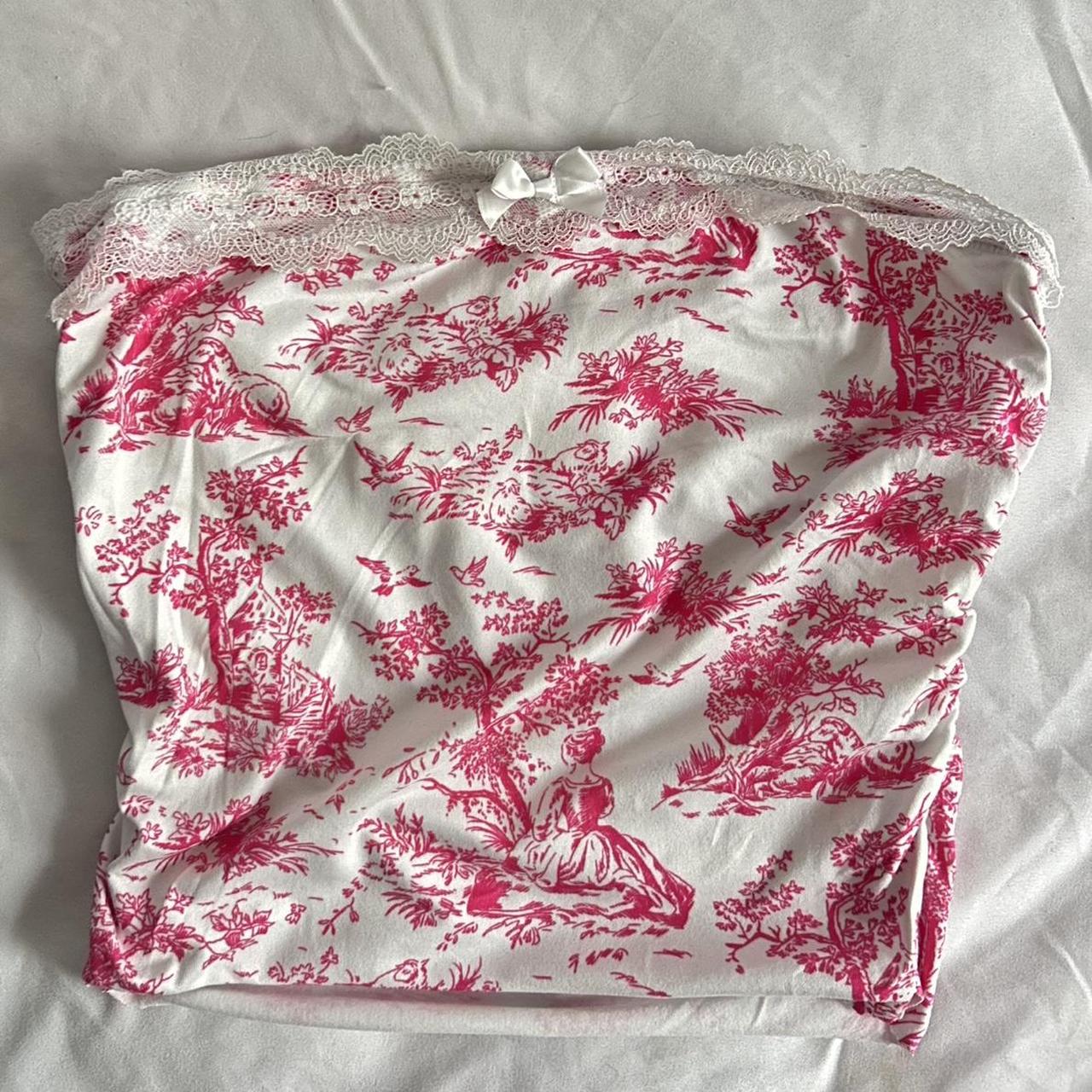 pink amazon tube top with lace size: small | Depop