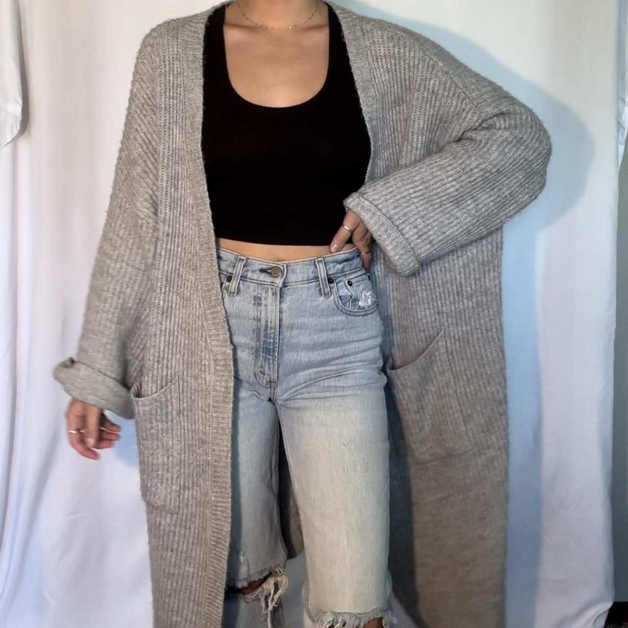 Flare sleeve gray knit cardigan sweater, perfect... - Depop