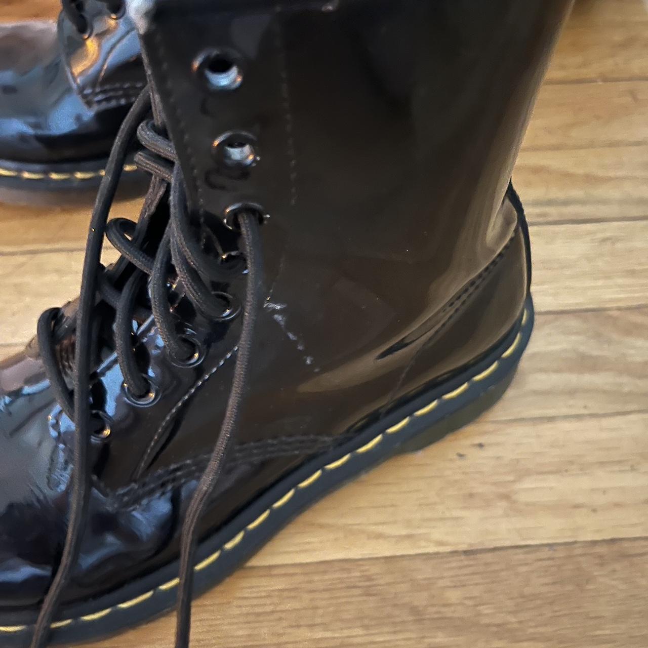black doc martens boots, patent/shiny really nice... - Depop