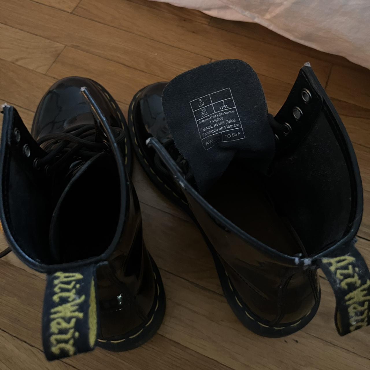 black doc martens boots, patent/shiny really nice... - Depop