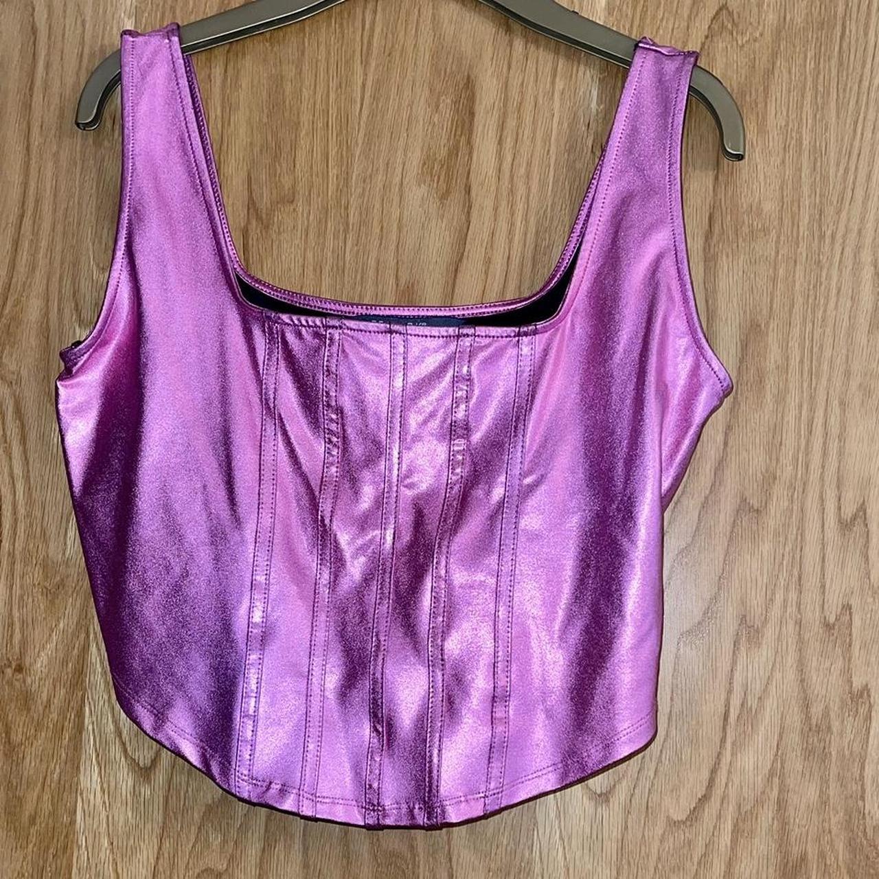 - Pink metallic top - Crop top - Never worn - Size... - Depop