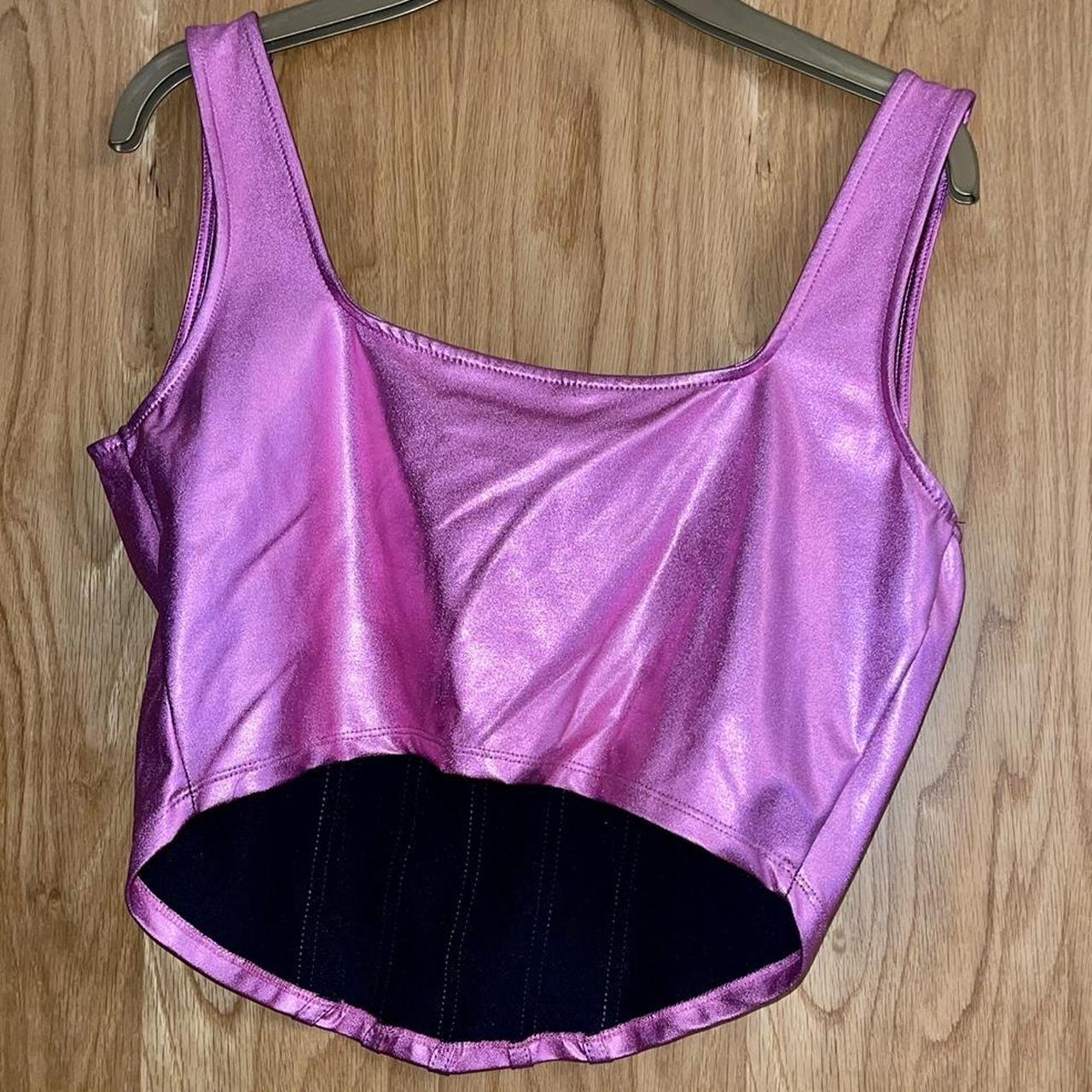 - Pink metallic top - Crop top - Never worn - Size... - Depop