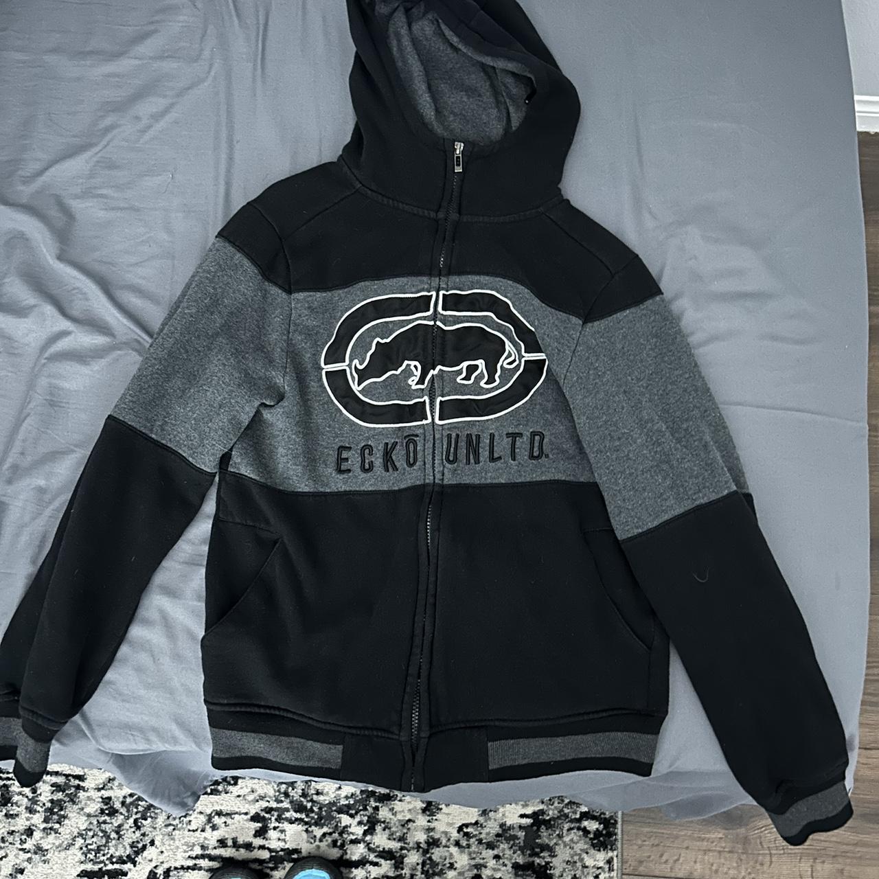 Ecko Unltd Black Grey Rhino Zip Up Mens long sleeve... | Depop