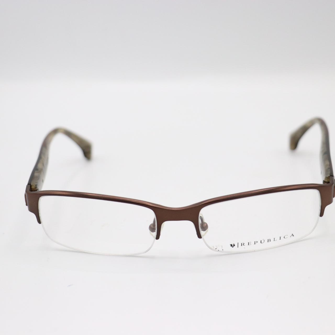 Vintage Brown Half Rim Metal Rectangle High Quality... - Depop