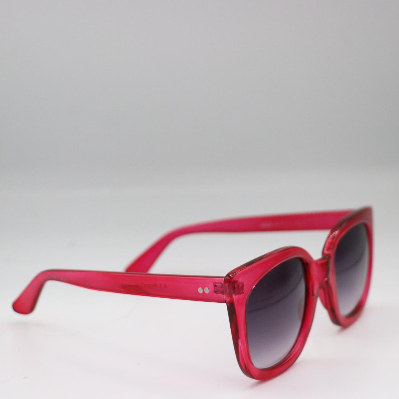 Bright Red Oversize Round Cateye Sunglasses... - Depop