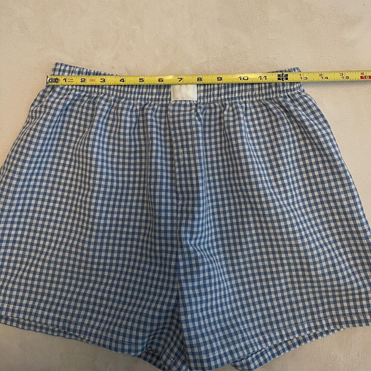 Blue and white checkered boxer briefs size: medium... - Depop