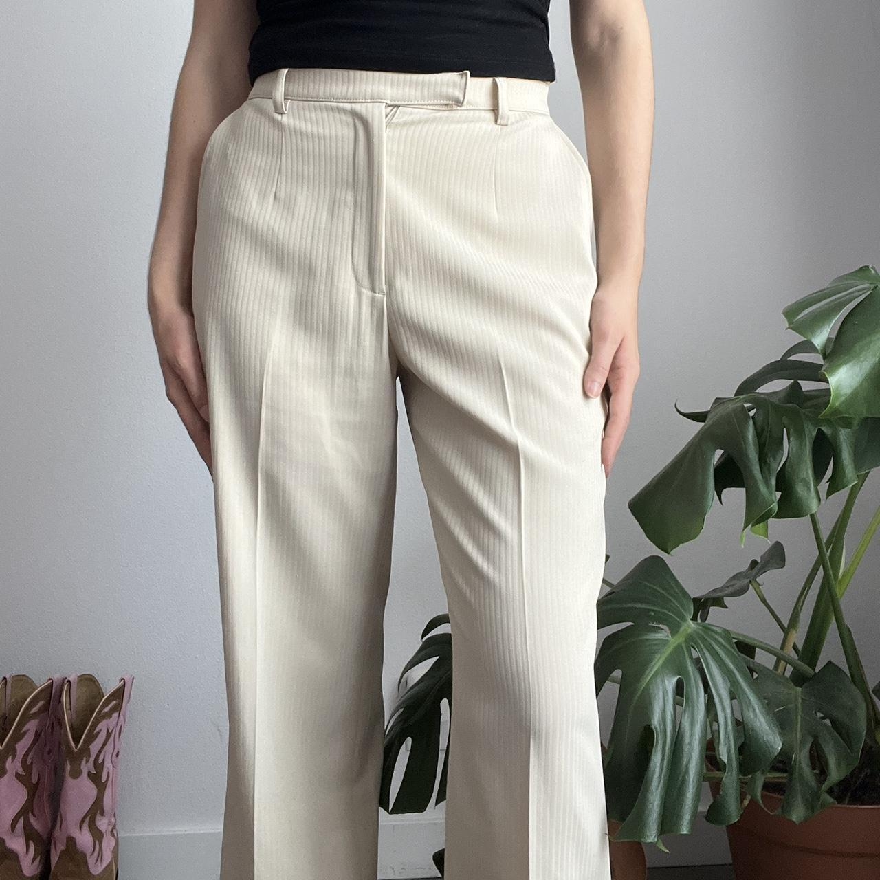 Cream Trousers High waisted Cream... - Depop