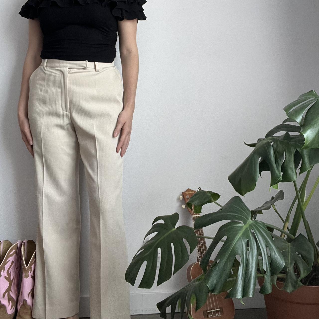 Cream Trousers High waisted Cream... - Depop