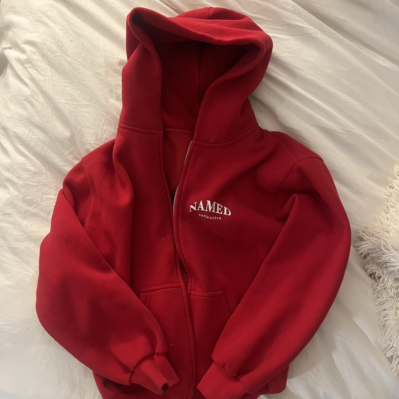 Named Collective Women's Red and White Hoodie | Depop