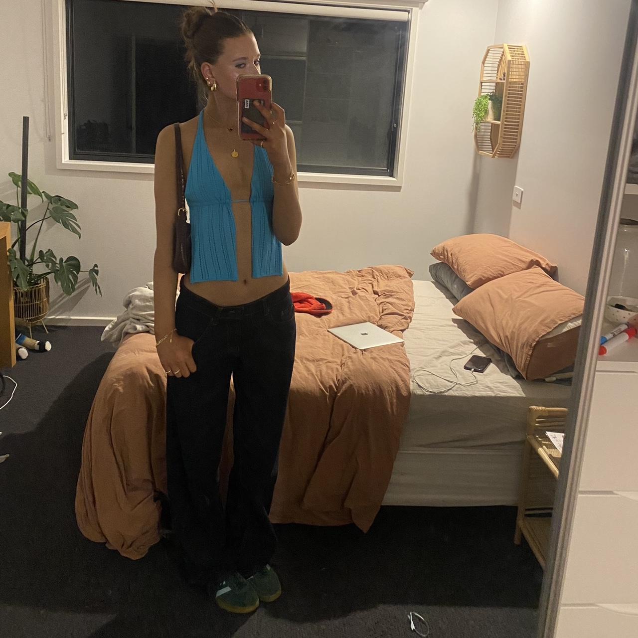 GLASSONS top blue halter x such a cute top... - Depop