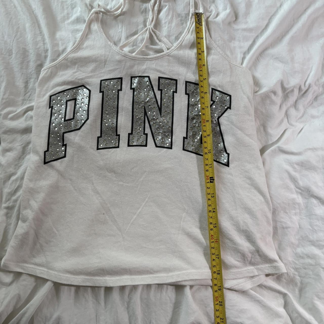 victoria’s secret PINK white bling silver rhinestone... | Depop