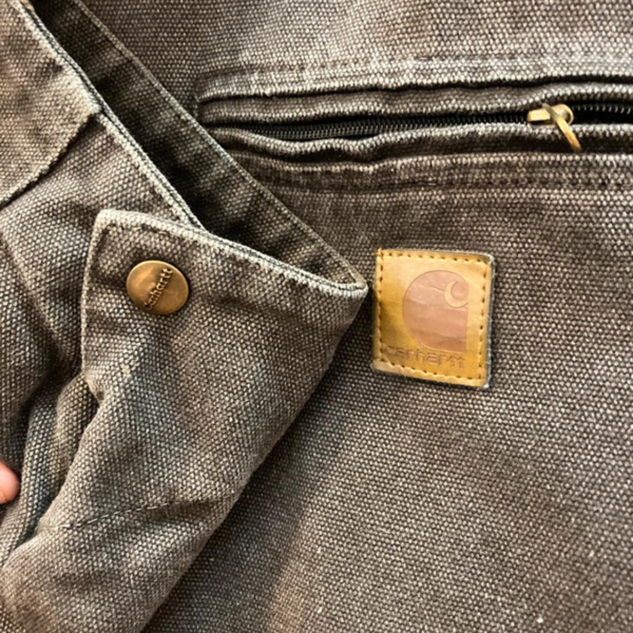 Vintage Carhartt Detroit Jacket J97 PTL Grey Men's... - Depop