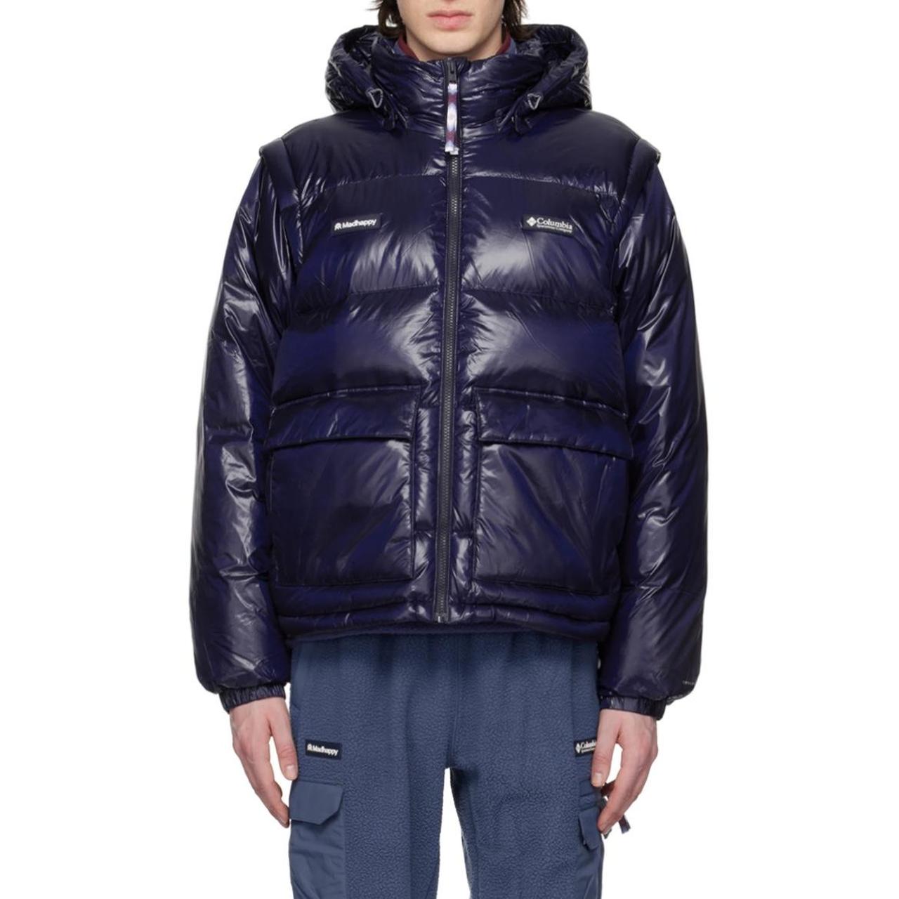 Brand new Mad Happy x Columbia Navy Blue Puffer... - Depop