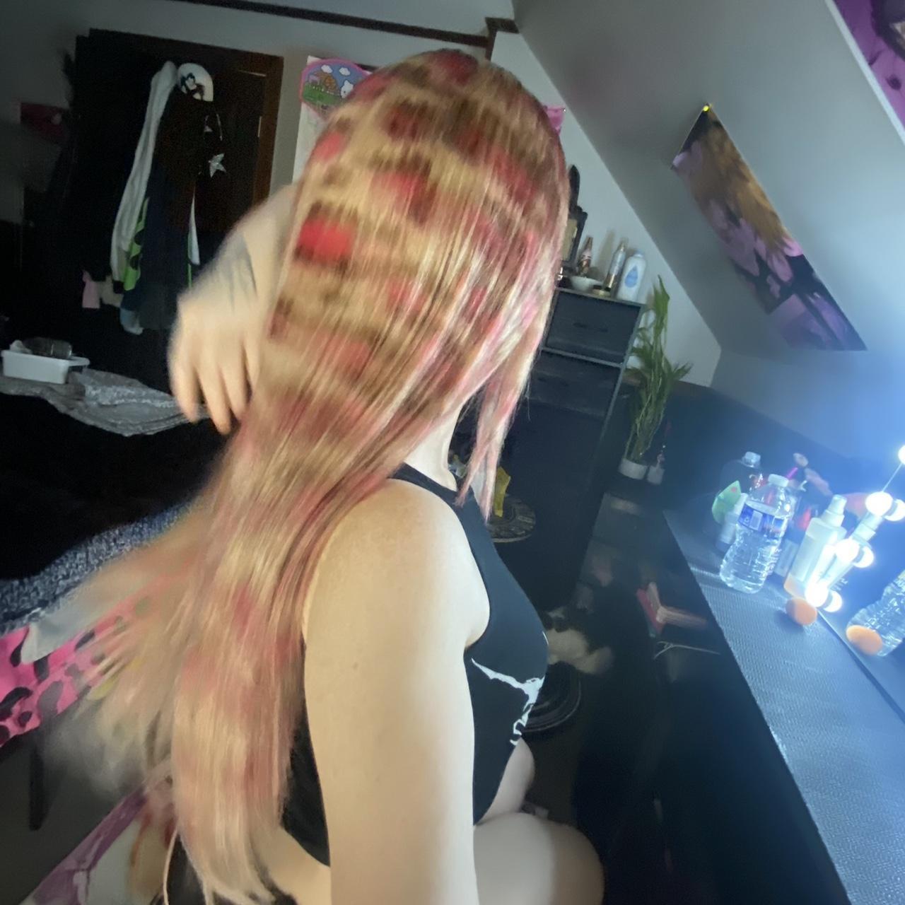 RARE Custom blonde + red cheetah wig I added baby... | Depop