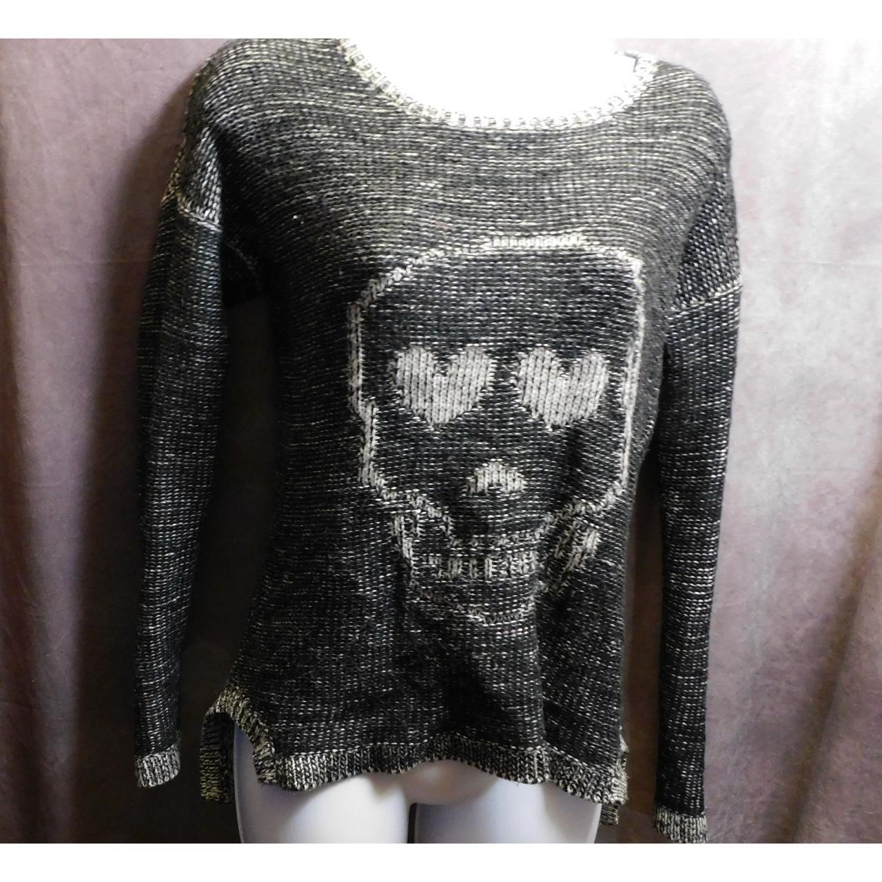 Pink Rose skull sweater. Size medium. 21 inches... - Depop