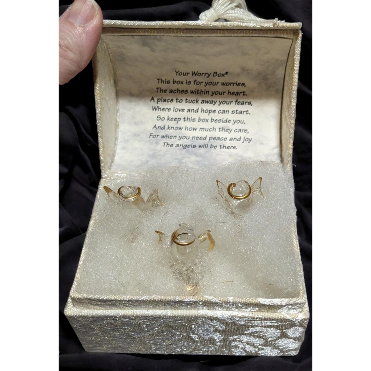 Glass angel worry box. 3 x 3 x 4 inches. Includes 3... - Depop