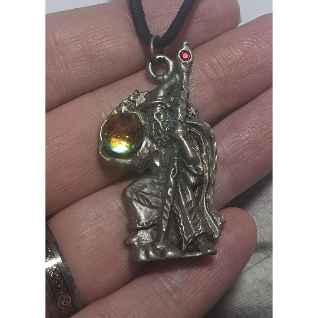 Vintage Fable pewter rainbow glass gem wizard... - Depop