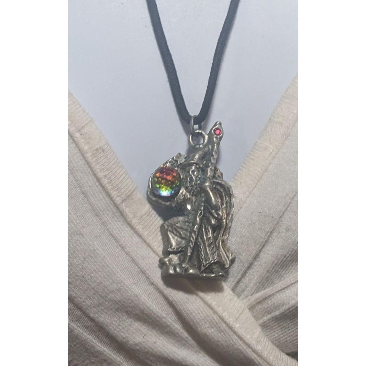 Vintage Fable pewter rainbow glass gem wizard... - Depop