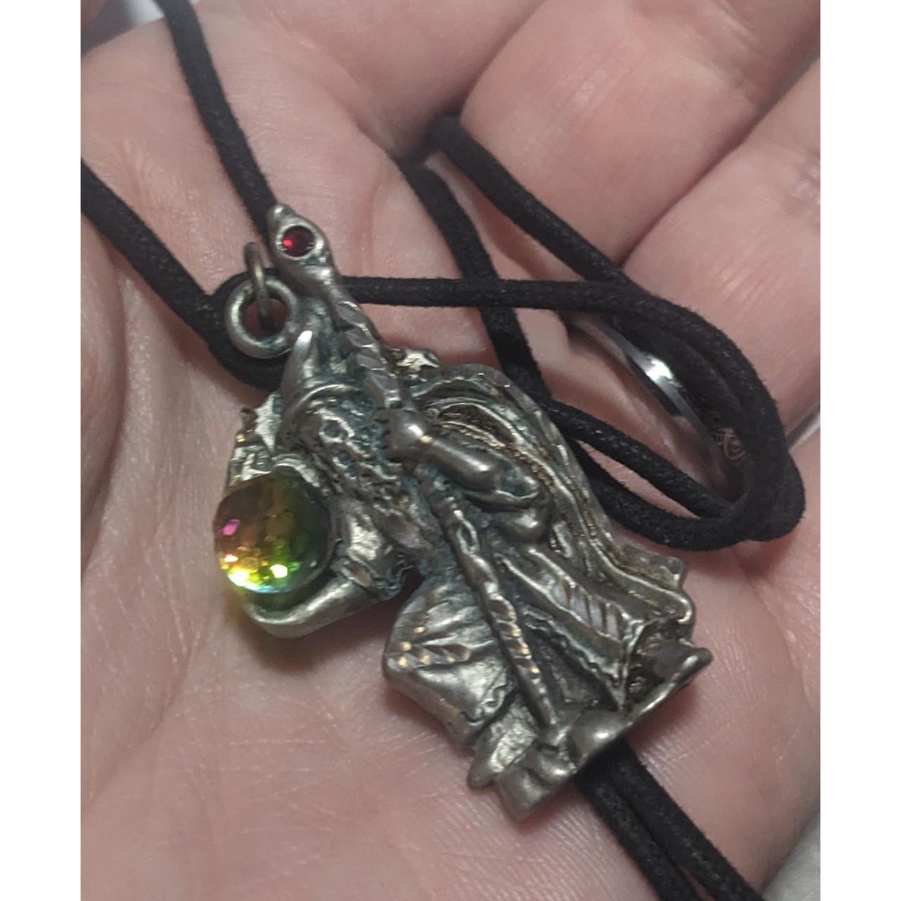 Vintage Fable pewter rainbow glass gem wizard... - Depop