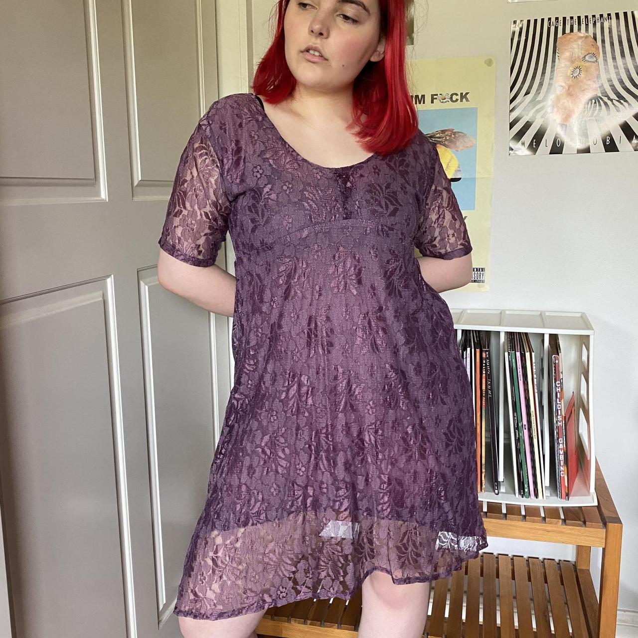 Vintage 70’s lace mini dress! Stunning deep purple... - Depop