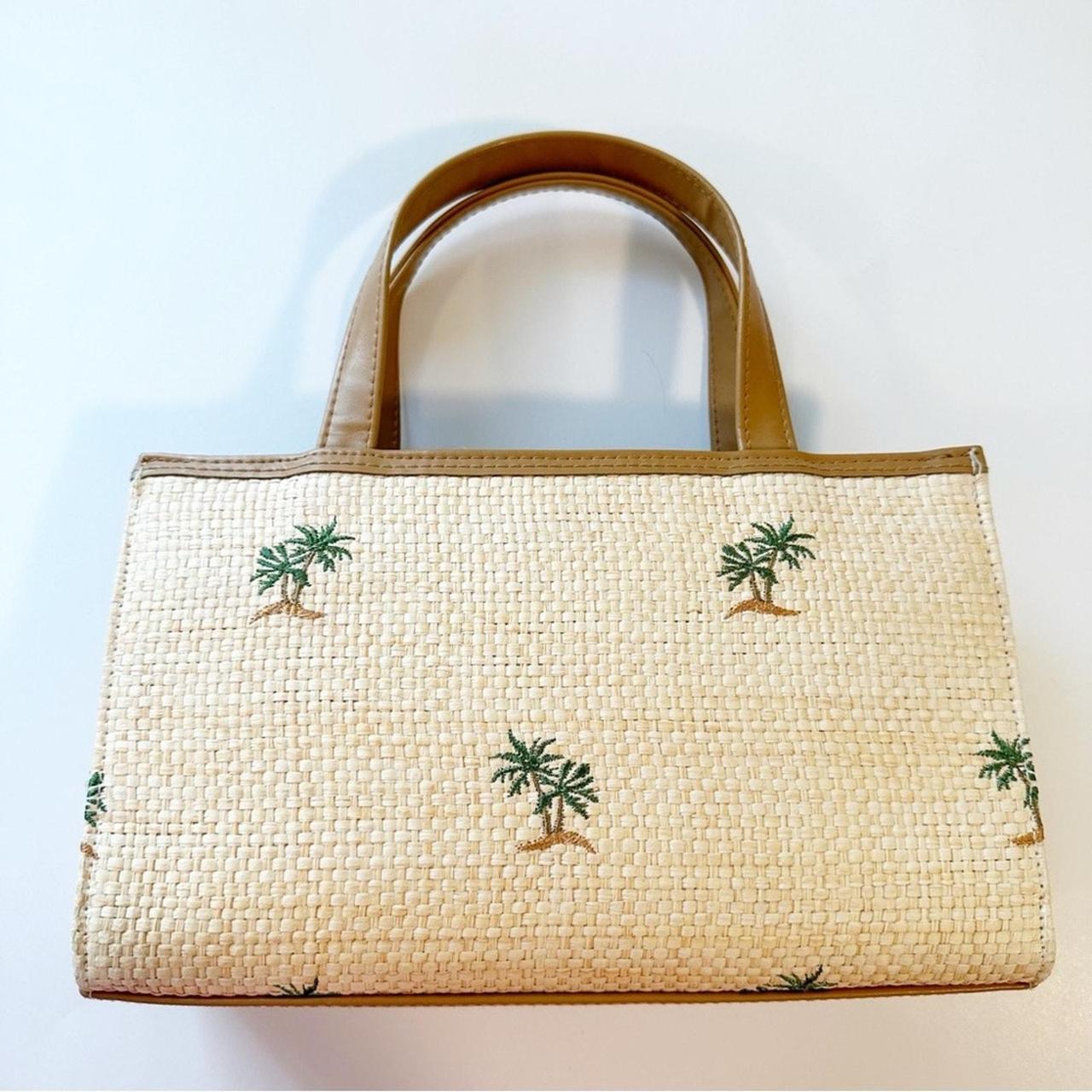Sunny Hawaii Vinatge Straw Palm Trees Woven Bag... - Depop